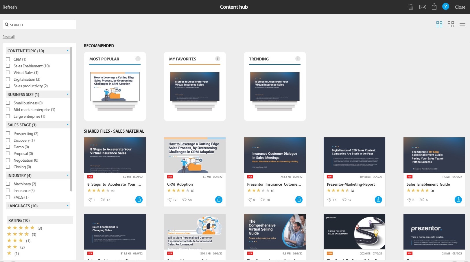 Sales Content Management - Your sales material all in one place